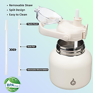 BJPKPK Insulated Water Bottles with Straw, 27 oz Cute Water Bottles with Handle, BPA Free Stainless Steel Metal Water Bottles, Easy Carry Thermos Water Bottle for Men & Women, White