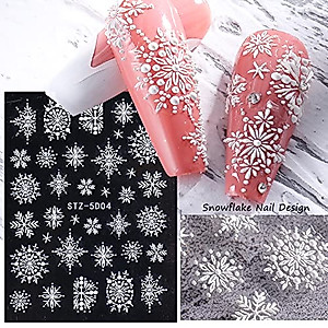 3D Embossed Christmas Nail Art Stickers Decals 4 Sheets 5D Self-Adhesive Pegatinas Uñas Holiday Snowman Snowflakes Nail Supplies Nail Art Design Decoration Accessories