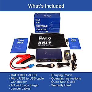 HALO Usb Bolt 58830 mWh Portable Phone Laptop Charger Car Jump Starter with AC Outlet and Car Charger - 120 Amps -Rose Gold