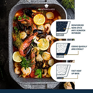 MasterClass Deep Cast Aluminium Roasting Tin, Lightweight Roasting Tray with Handles, Oven and Induction Safe, 41 x 26 cm, Grey Ombre