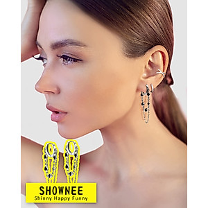 Shownee Silver Hoop For Women, Cubic Zirconia Chain Hoop Hypoallergenic Small Huggie Hoop Earrings Fashion Jewelry Friendship Gift