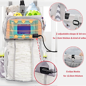 Inlisy Hanging Diaper Caddy - New Upgraded Wipe Warmer Diaper Stacker, Hanging Diaper Caddy Organizer for Changing Tables, Cribs, Walls and Doors -Gifts for Mom Newborn(Grey Stars)