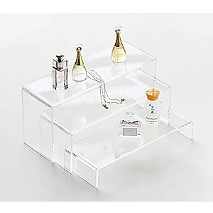 Goabroa Acrylic Display Risers, Clear Rectangle Stands Shelf for Display 6pcs