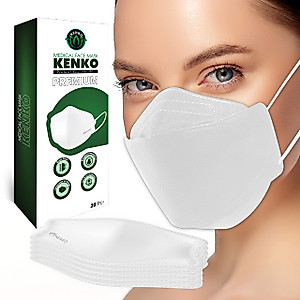 Kenko 4-ply MEDICAL, Level 2 ASTM F2100-19 passe Safety Face Mask (50, Black) Medical Fashionable 4-ply Disposable Safety Breathable White Elastic Ear Loops 4D Protection Mask (WHITE,20)