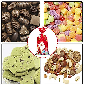 gustach Christmas Treat Bags, 160 PCS 8 Styles Christmas Candy Bags, Christmas Cookie Bags, Christmas Cellophane Treat Bags