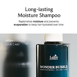 LA'DOR Wonder Bubble Volumizing Anti Frizz Moisture Shampoo for Dry Hair w/ 8 Peptides, Keratin, Sacran, Hyaluronic Acid, Urea for Fine Damaged Frizzy Curly Hair - Paraben Free 8.5 Fl Oz LADOR Korea