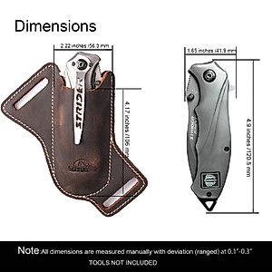 Topstache Handmade Leather Pocket Knife Sheath for Belt,EDC Belt Folding Man,Cross Draw Left Side Carry Open Top 5 inch Knife,DarkBrown