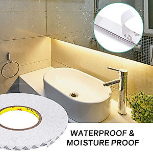 Double Sided Tape Heavy Duty, 164ft Waterproof Mounting Adhesive Tape, Removable Tape for Walls, Poster, LED Strip, Car Trim, Home/Office Decor, Craft Project, Made of 3M Tape, White (164ft x 0.39in)