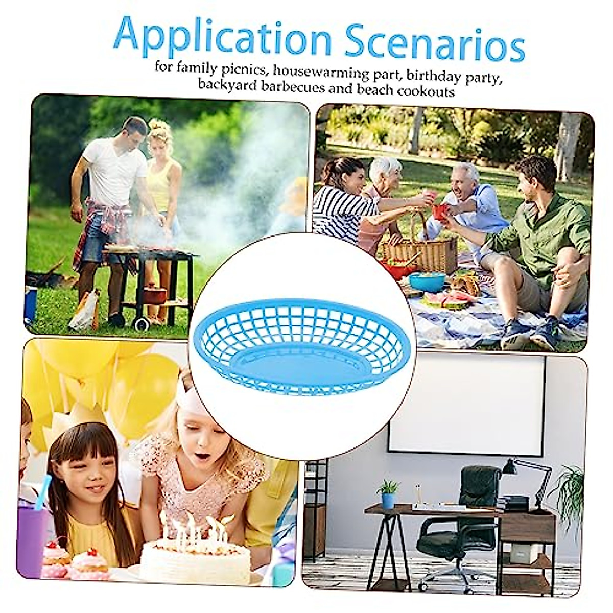 KJHBV 12pcs Snack Plate Hamburger Basket Plastic Hamper Vegetable Food Basket for Snacks Pp Blue Snack Baskets Food Basket Ktv Snacks Basket At Home Afternoon Tea Plastic Food