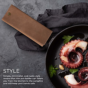 Envoy Leather Skillet Handle Cover | Rustic Handle Cover for Cast Iron with Minimalist Design for Easy Insertion and Removal | Leather Potholder Cover | Made in The USA | Chocolate