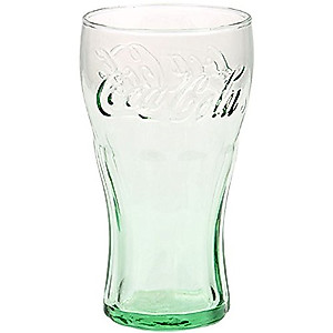 Genuine Coca-Cola Green Glass, Contour Glass Set of 4-16 oz. As Timeless as They are Functional! Vintage Inspired and Made of Georgia Green Glass, Embossed Coca-Cola Logo. A Classic Bell (4)