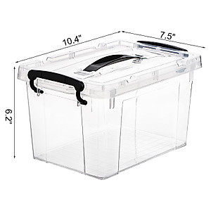 Nicunom 4 Pack 6 Quart Clear Storage Latch Box, Plastic Storage Bins with Lids, Latching Box with Handle, Stackable Storage Containers for Organizing