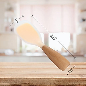 2 Pack Silicone Rice Paddle Spoon with Wood Handle, Nonstick Standing Rice Cooker Spatula Kitchen Tool
