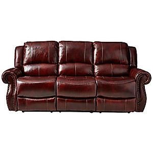 Cambridge Telluride Leather Double Reclining Sofa, Brown