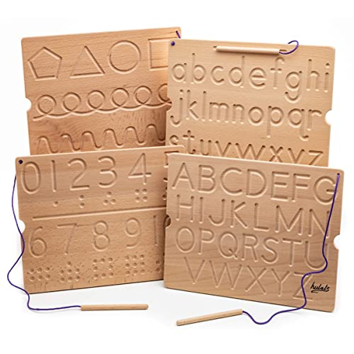 Hulats Learn to Write - Number & Letter Tracing Boards for Kids Ages 3-5 - Wooden Alphabet Learning Montessori Toys 3+ Year Old Toddler Writing Tools Beginner Homeschool Preschool Classroom Must Haves