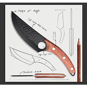 Original Huusk Knife Japan Kitchen Boning Chef Husk Knife for Everyday Use, Camping and BBQ - Premium Black Titanium Coated Blade with Sheath & Gift Box