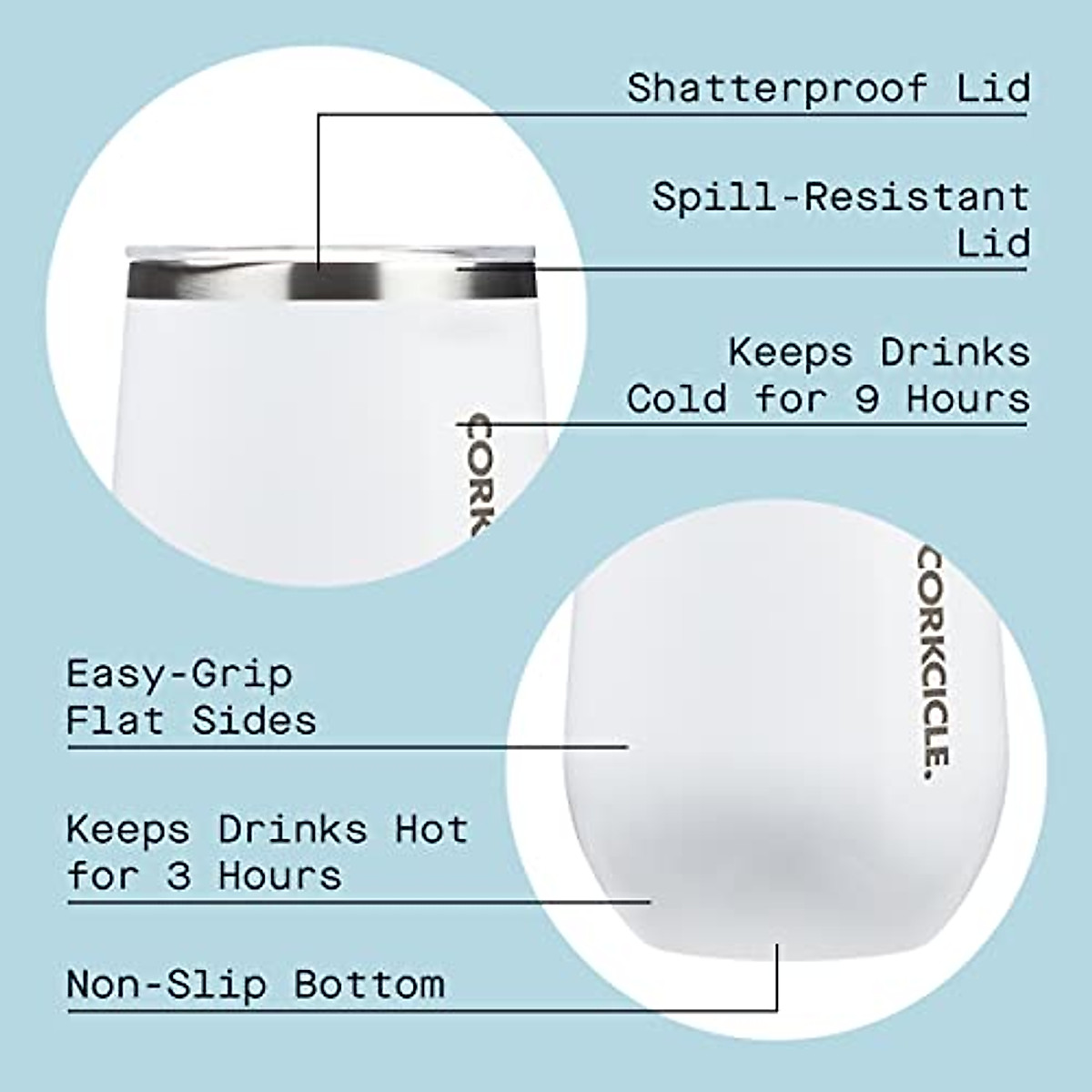 Corkcicle Insulated Bottle, Stainless steel, Gloss White, 35,5 cl