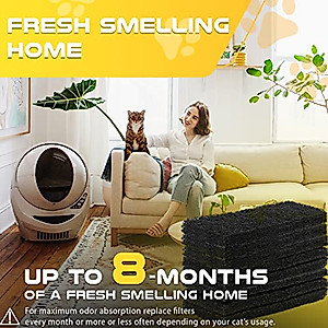 8 Pack Carbon Filters Compatible with Litter Robot 3 - Made in USA - Thick True Charcoal Absorbs Odors & Controls Moisture - Pet Safe, Non-Toxic, Free of VOCs - Keeps Home Smelling Fresh