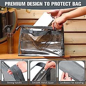 Chumia 20 Pack Dust Bags for Handbags Clear Handbag Storage 3 Sizes Handbag Organizers for Closets Hand Bag Dust Cover Purse Protector Bag with Zipper and Handles with 25 Pcs S Shape Hooks