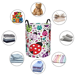 Foruidea Ladybug Polka Dot Laundry Basket,Laundry Hamper,Collapsible Storage Bin, Oxford Fabric Clothes Baskets,Nursery Hamper For Home,Office,Dorm,Gift Basket