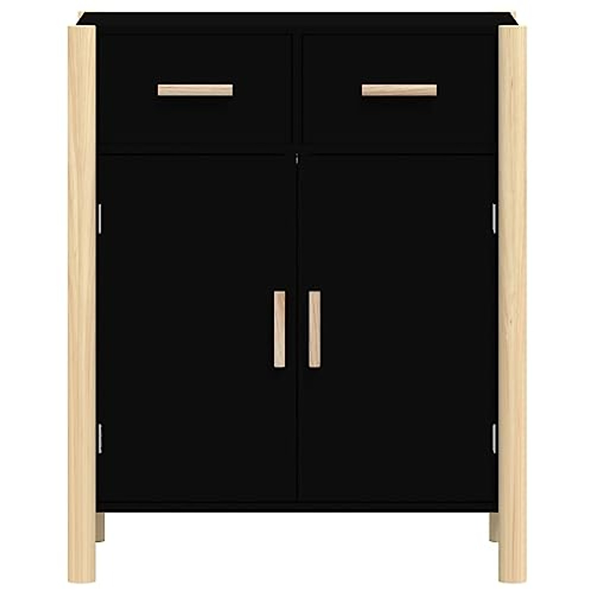 loibinfen Modern Sideboard with 2 Drawers and 2 Compartments, Buffet Sideboard Storage Cabinet Console Table Kitchen Dining Room Furniture Organizer, Entryway Cupboard, 24.4"x15"x29.5" Black -AA