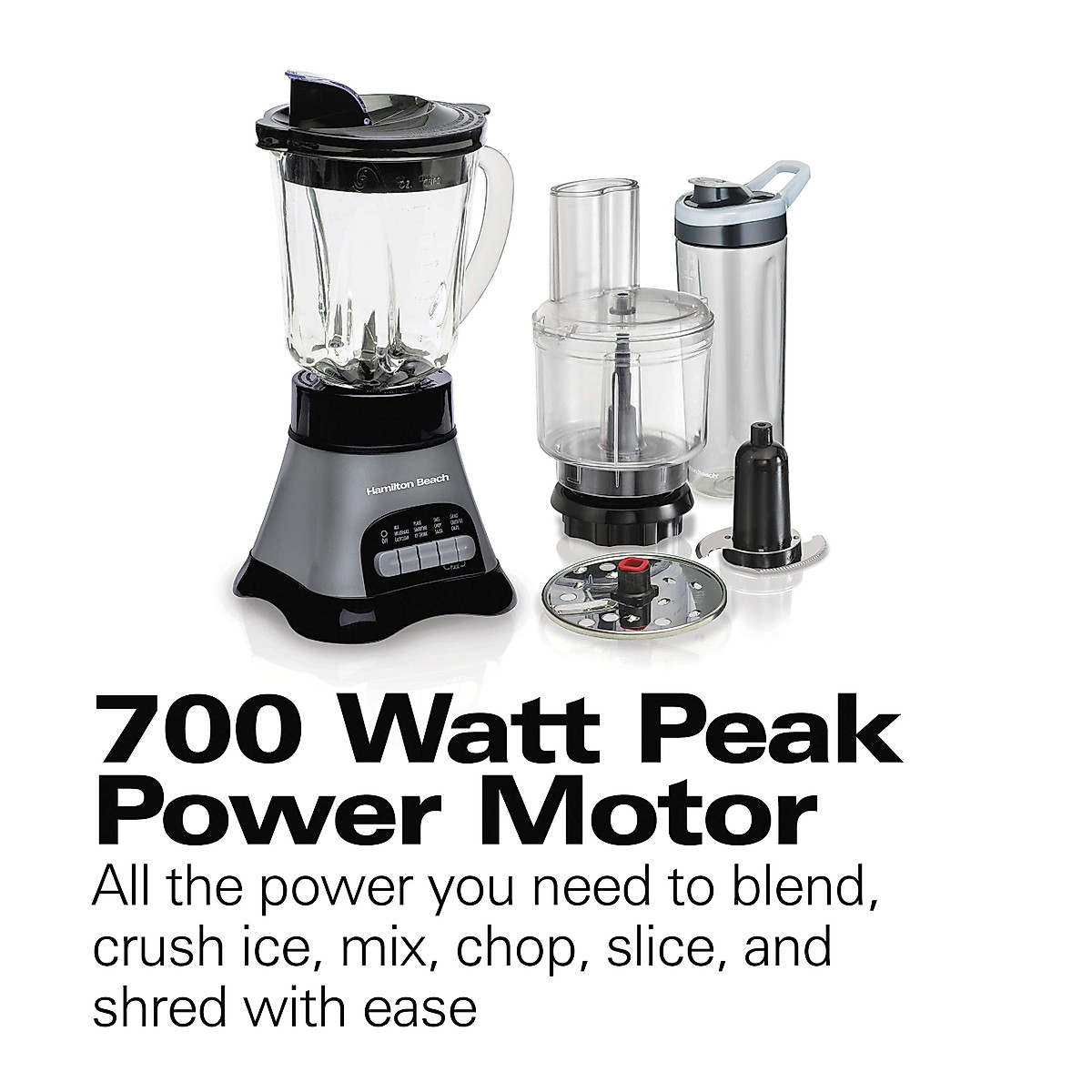Hamilton Beach Wave Crusher Blender, Grey & Black (58163) & Beach Portable 7-Quart Programmable Slow Cooker With Lid Latch Strap for Easy Transport, Dishwasher-Safe Crock, Black (33474)