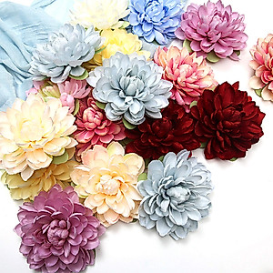 Dreamm 8 Pack Artificial Chrysanthemum Flowers Fake Silk Multicolor Dahlia Flower Head for DIY Wedding Bouquets Centerpieces Arrangements for Home Garden Party Decoration