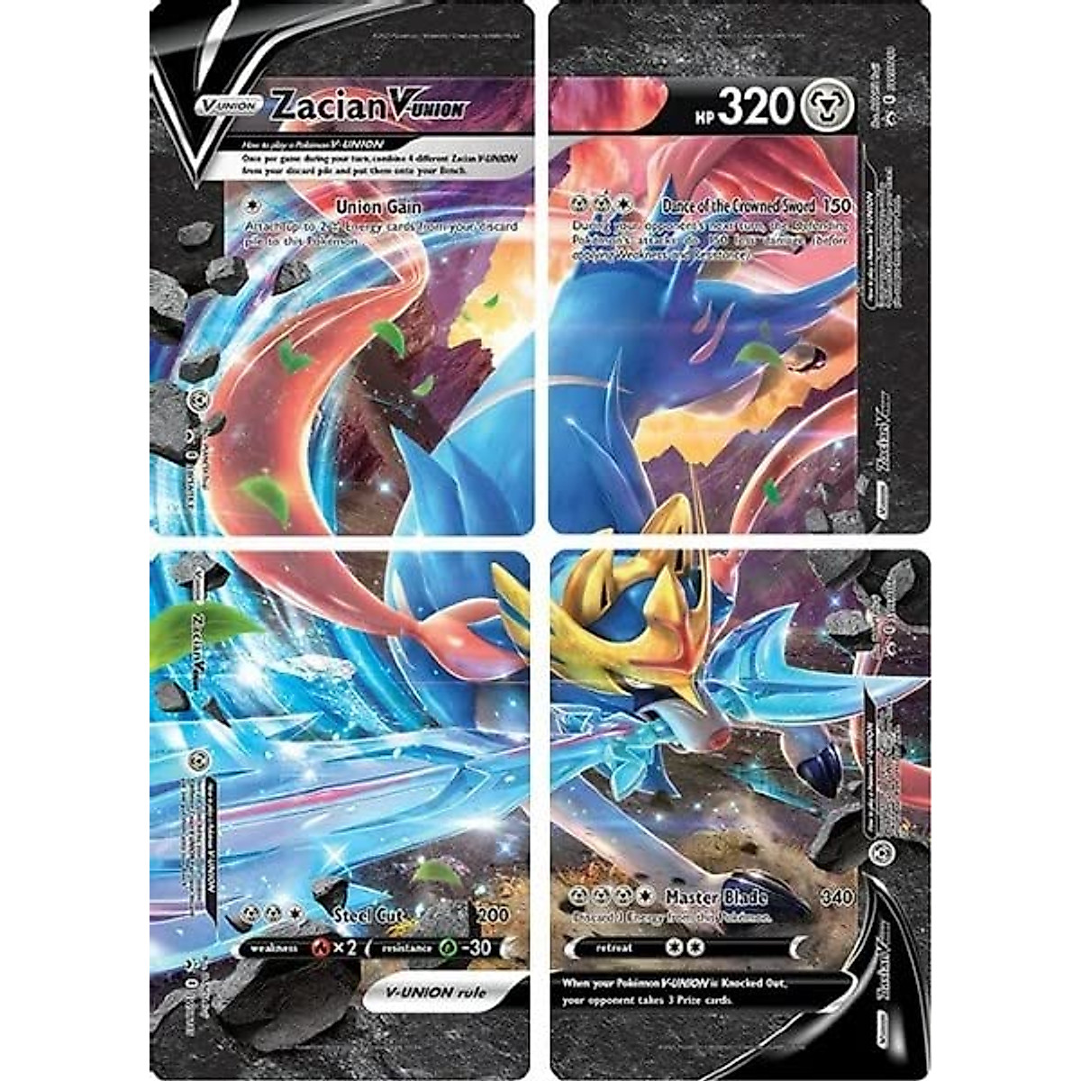 Zacian V-Union - 4 Card Set - SWSH163 - SWSH164 - SWSH165 - SWS166 - Pokemon Black Star Promo Set