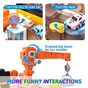 Itcaoseklu Race Track Car Adventure Bus Toys, Tranforming Bus with Sound and Light Simulation Steering Wheel,Vehicle Toy Gift for 3 4 5 6 7 8 Year Old Kids Boys Girls, Yellow