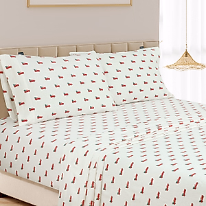 LAMANNI Printed Flannel Sheet Set - Soft, Warm, Moisture Wicking - Bedding Set (Twin, Tree Truck)