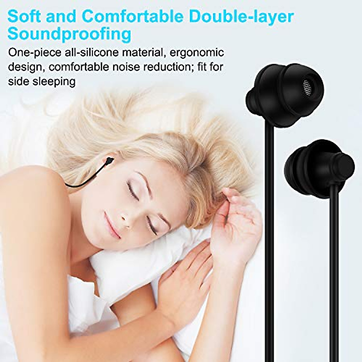 GOOJODOQ Bluetooth Sleep Headphones Bluetooth 5.0 Soft in-Ear Sleeping Earbuds,15 Hours Music time,Wireless Sleep Headsets with Built-in Mic for Insomnia, Side Sleeper, Gym, Relaxation and Sports