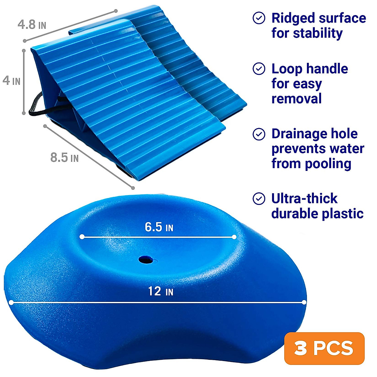 2 Trailer Wheel Chocks with Rope and Wheel Dock for Boat Trailer Travel Camper and RV Accessories Wheel Chocks for Travel Trailers and All Trailer Tires Wheeldock Tire Chock Blocks