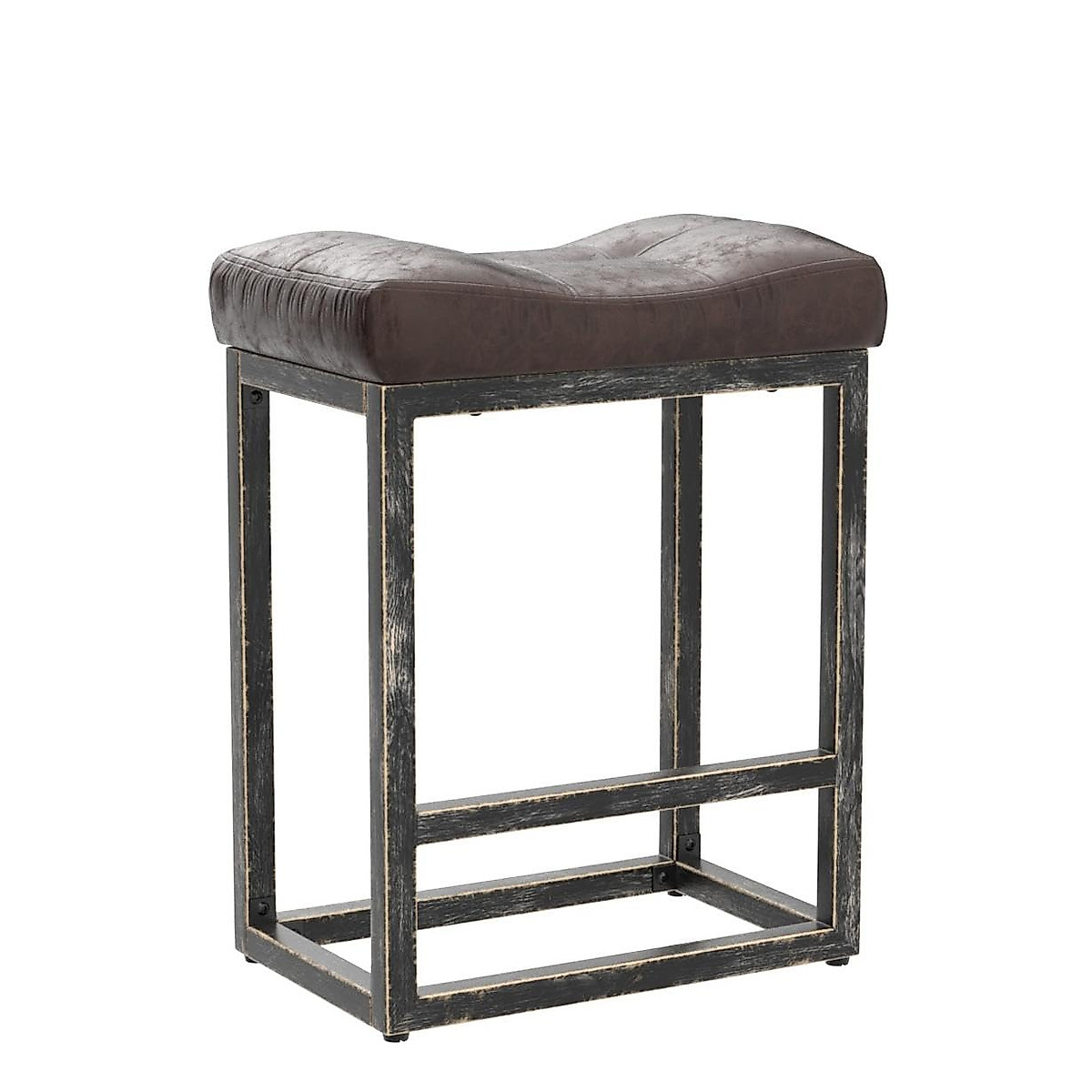 Flysky Counter Height Bar Stools Set of 2, 24 inch Saddle Stool PU Leather Barstools with Metal Base, Footrest, Tall Bar Stool for Dining, Kitchen Island, Coffee, Pub(2PC, 24INCH)