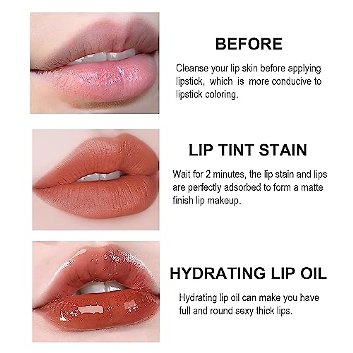 5 Colors Lip Stain Set, Long Lasting Waterproof Peel Off Lip Tint with Lip Oil and Empty Spray Bottle Kit, Transferproof Non-stick Cup Liquid Lipstick Matte Finish Lip Makeup for Women, 0.67 oz
