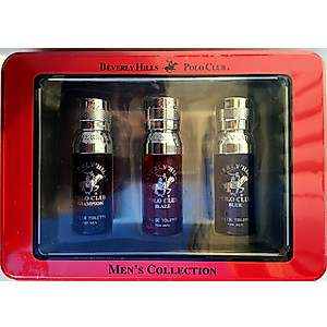 Beverly Hills Polo Club Men's Collection 3-Cologne Gift Set with Deluxe Tin Gift Box (Colognes may vary)