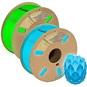 PLA Glow in The Dark Green and Blue Bundle, Duramic 3D Printing Filament 1.75mm, Dimensional Accuracy +/- 0.05 mm