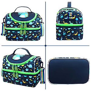 RHCPFOVR Kids Lunch Bag - Double - Decker Cooler Insulated Lunch Box for Boys Girls,Washable Lunch Bag with Strap and Reusable Toddler Lunchbox for School and Daycare
