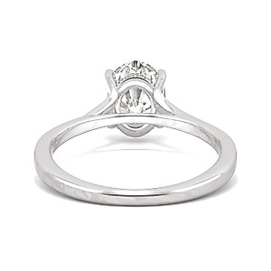 Charles & Colvard Created Moissanite 9x7mm Oval Cut Engagement Ring for Women | 2.25 cttw DEW | Lab Grown | Solid 14K White Gold with Rhodium | Size 7