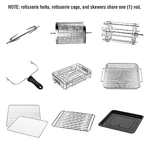 GoWISE USA GW44800-O Deluxe 12.7-Quarts 15-in-1 Electric Air Fryer Oven with Rotisserie and Dehydrator + 50 Recipes QT, Black/Silver