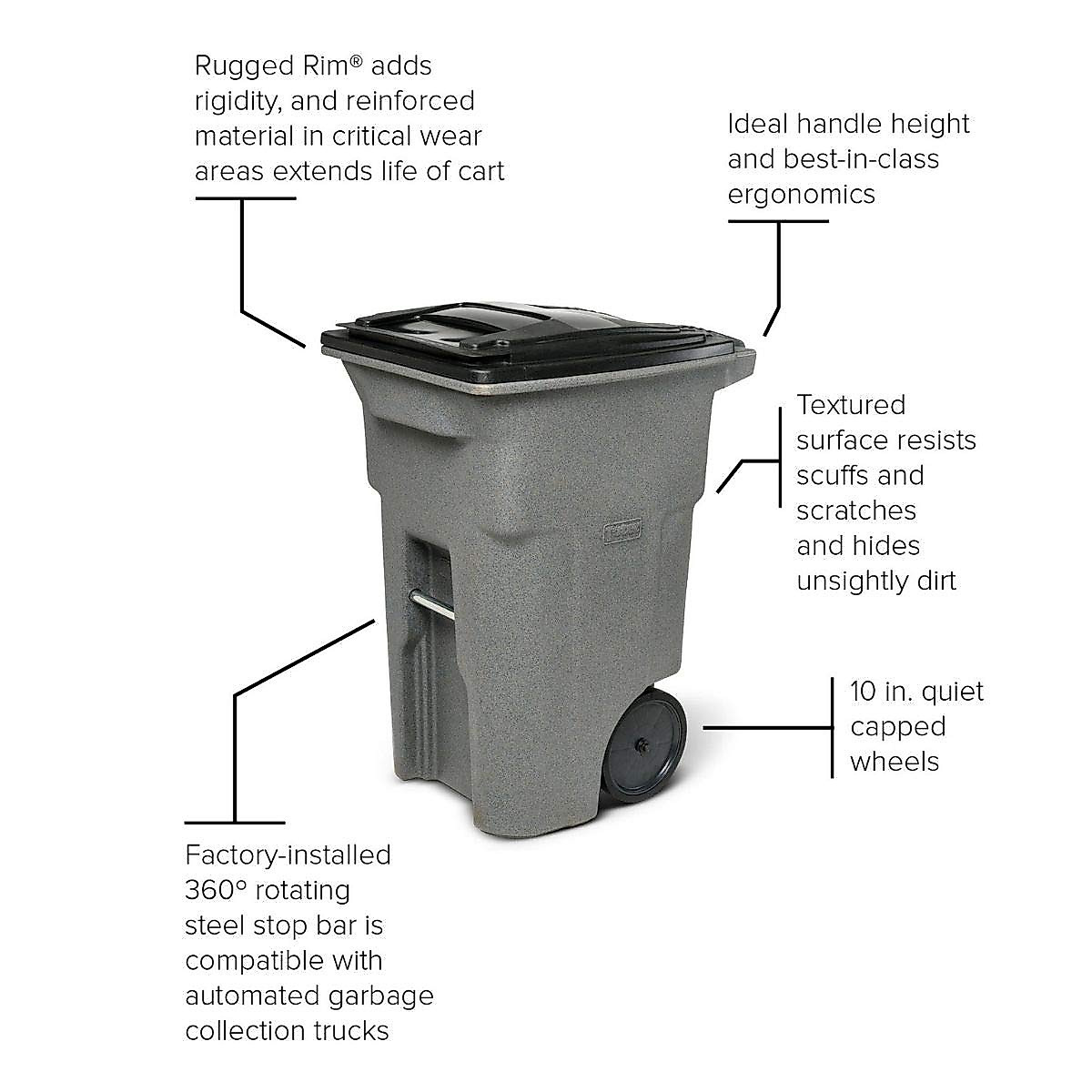 Toter 64 Gal. Trash Can Greenstone with Wheels and Lid