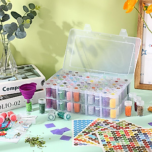 Willinglong 1 Pack Diamond Art Storage Containers Set, Grids Bead Organizer Box with Diamond Painting Accessories Labels for Diamond Art DIY Dot Craft Bead Jewelry Storage