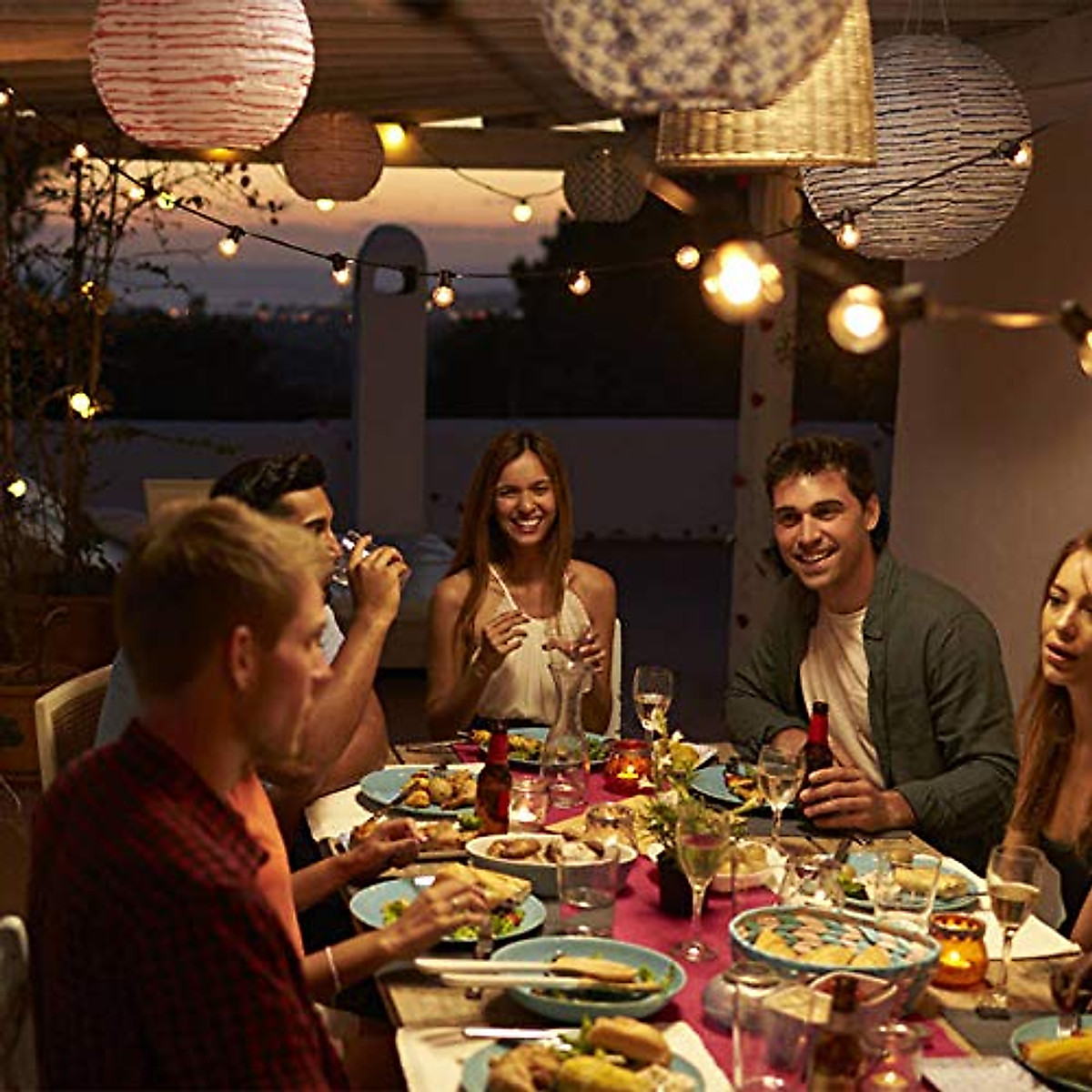 LED Globe G40 Outdoor String Lights, 40Ft Patio Lights with 25+3 Glass Bulbs(1w, 2700k), Commercial Hanging Lights for Backyard Bistro Pergola Party Decor