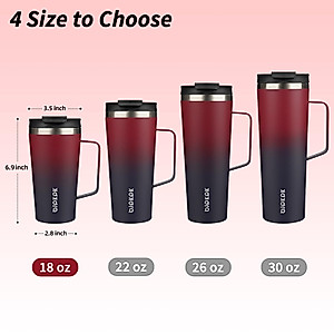 BJPKPK Insulated Tumbler with Handle, 18oz Insulated Tumblers with Lid and Straw, Stainless Steel Metal Water Bottles, Coffee Travel Mugs, Cups, Charming Black Red
