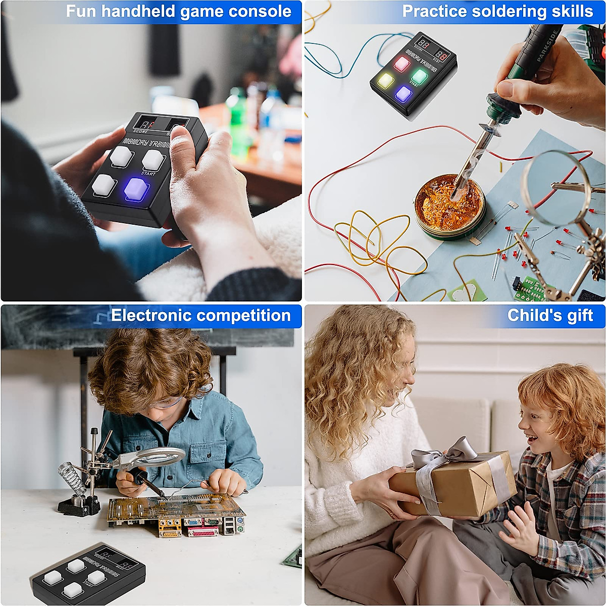 Electronic Memory Game Soldering Kits, PEMENOL Handheld Game Console Electronic kits, Fun Electronic Production Kit College High School Education