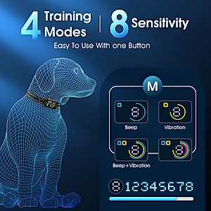 DINJOO Bark Collar, Dog Bark Collar for Large Medium Small Dogs,Smart Bark Collar,Rechargeable Anti Barking Training Collar with 8 Adjustable Sensitivity,Bark Collar with Beep (Dark Black)