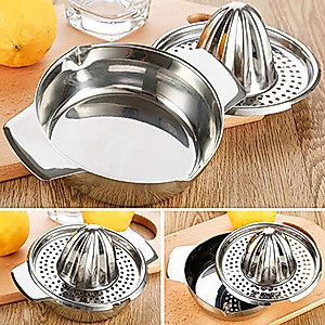 Vanleonet Stainless Steel Citrus Lemon Orange Juicer Manual Hand Squeezer, Juicer Hand Press Manual Juicer Fruit Lemon Lime Orange Squeezer with Bowl Juicer Strainer