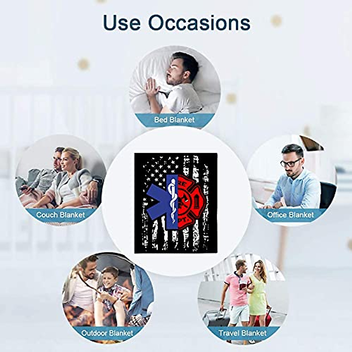 Joyloce Firefighter EMT Throw Blankets Birthday Gift Idea for Men Dad Husband Son Friend 60"x50" - Practitioner Fireman Firewoman EMS Blanket For Fire Fighter FD Department First in Last Out Responder