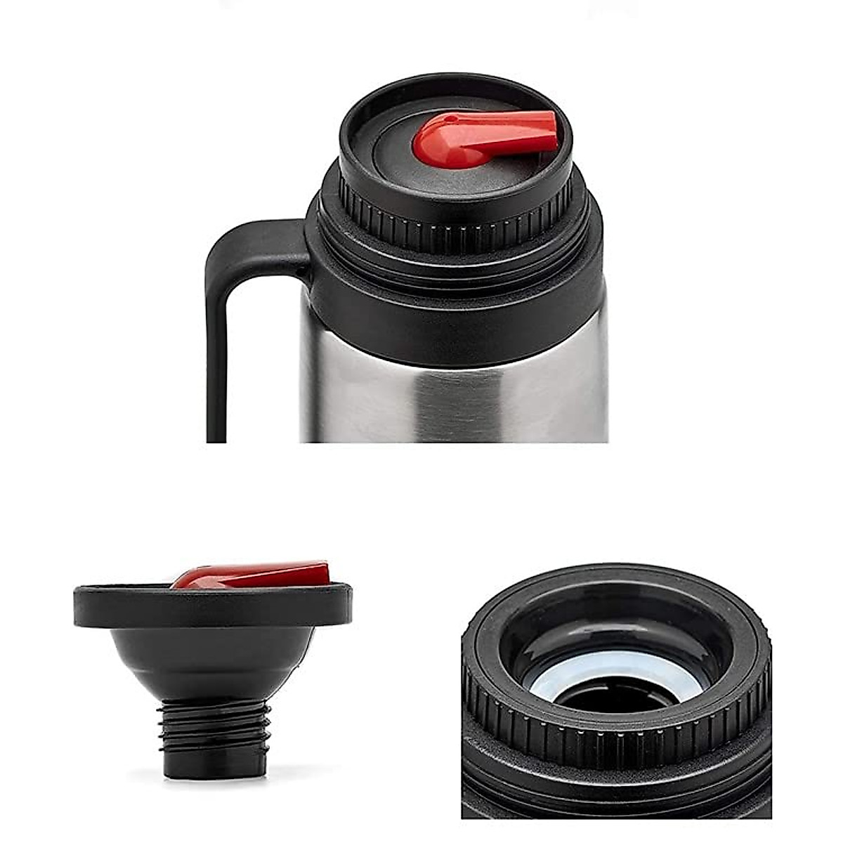 Thermos Stopper Pico de Mate Replacement Part For Stanley Classic Vacuum Insulated Wide Mouth Bottle Thermos (1.1QT, 1.5QT, 2QT) (Black-Red, Set of 1)