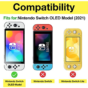 ProCase Nintendo Switch OLED Flip Cover with 2 Pack Tempered Glass Screen Protectors Bundle with Carrying Case for Nintendo Switch OLED Model & Nintendo Switch