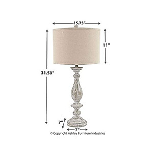 Signature Design by Ashley Bernadate Vintage Cottage Table Lamp, 2 Count, 31", Whitewash